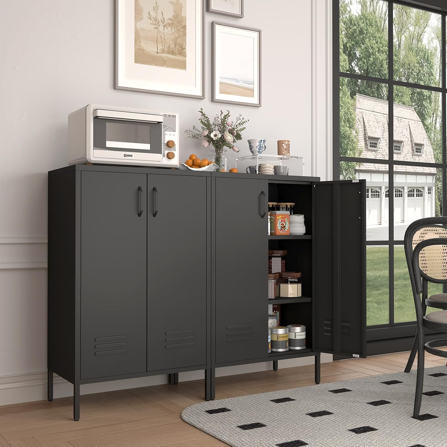 Marcree 41.96"H Metal Cabinet, Black Accent Cabinet,Storage Cabinet ...