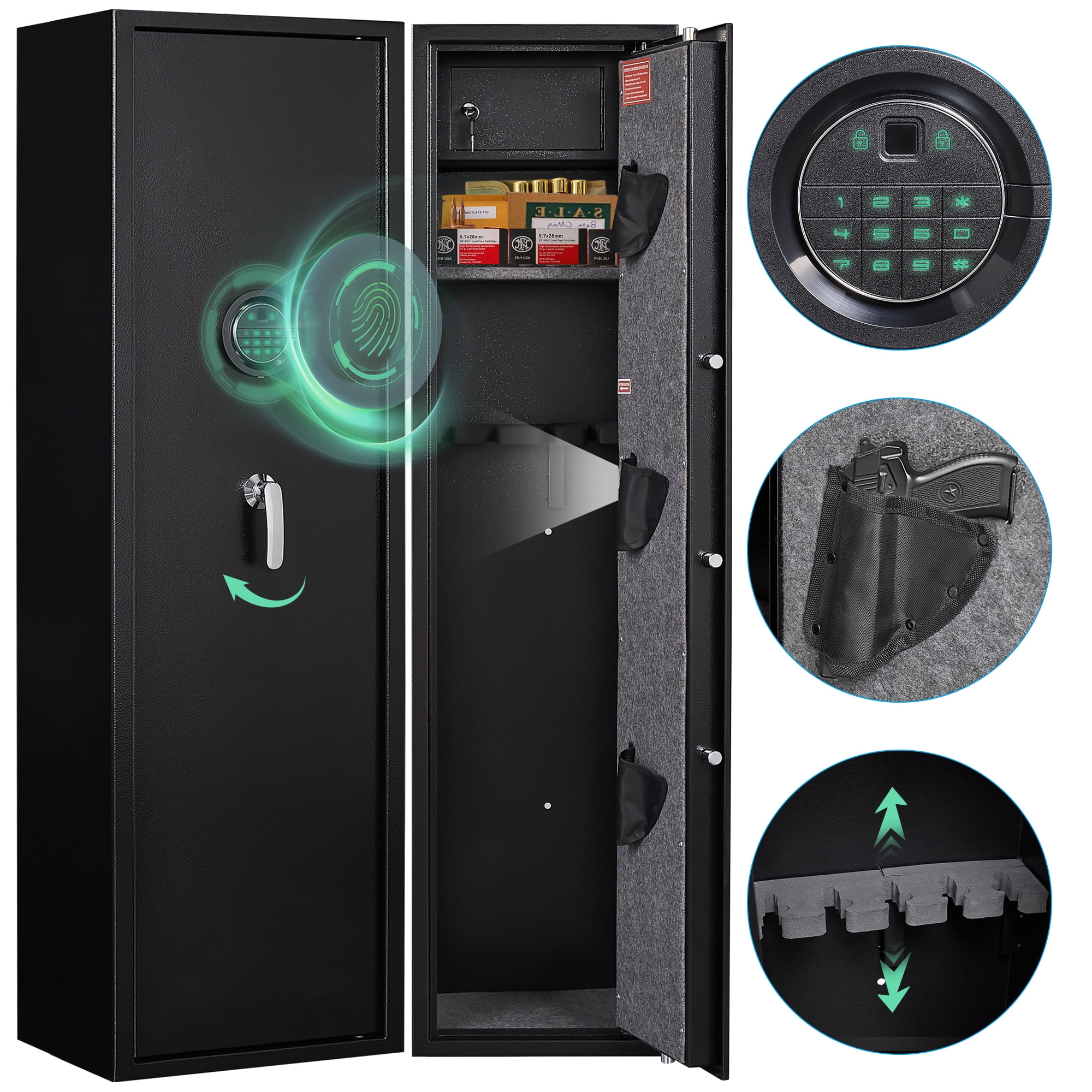 Marcree Biometric Gun Safe, Quick Access for 5 Rifles & Pistols ...