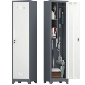 Shop White and Gray Broom Storage Cabinets for Home Organization