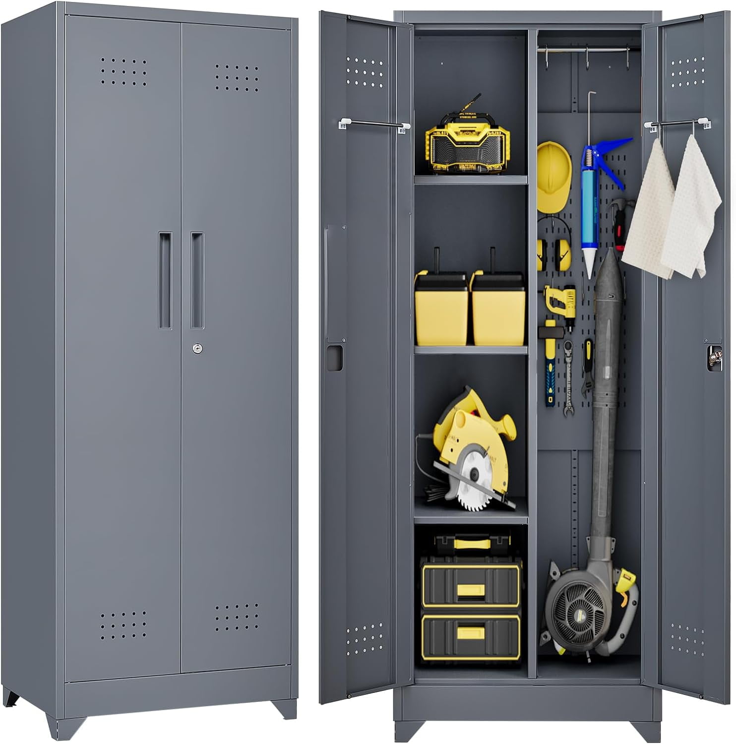 Marcree Broom Closet Storage Cabinet,Cleaning Supply Storage Cabinet ...