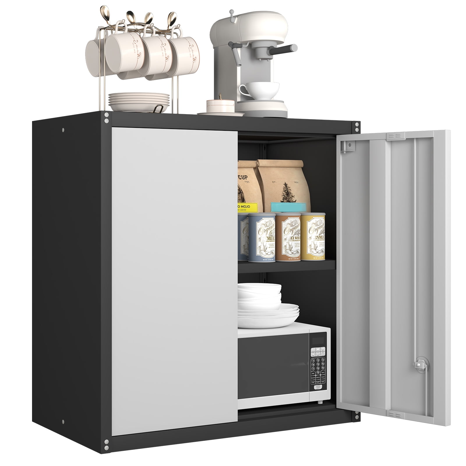 Marcree Metal Garage Wall Cabinet, 28" Wall Mount Storage Cabinets with ...