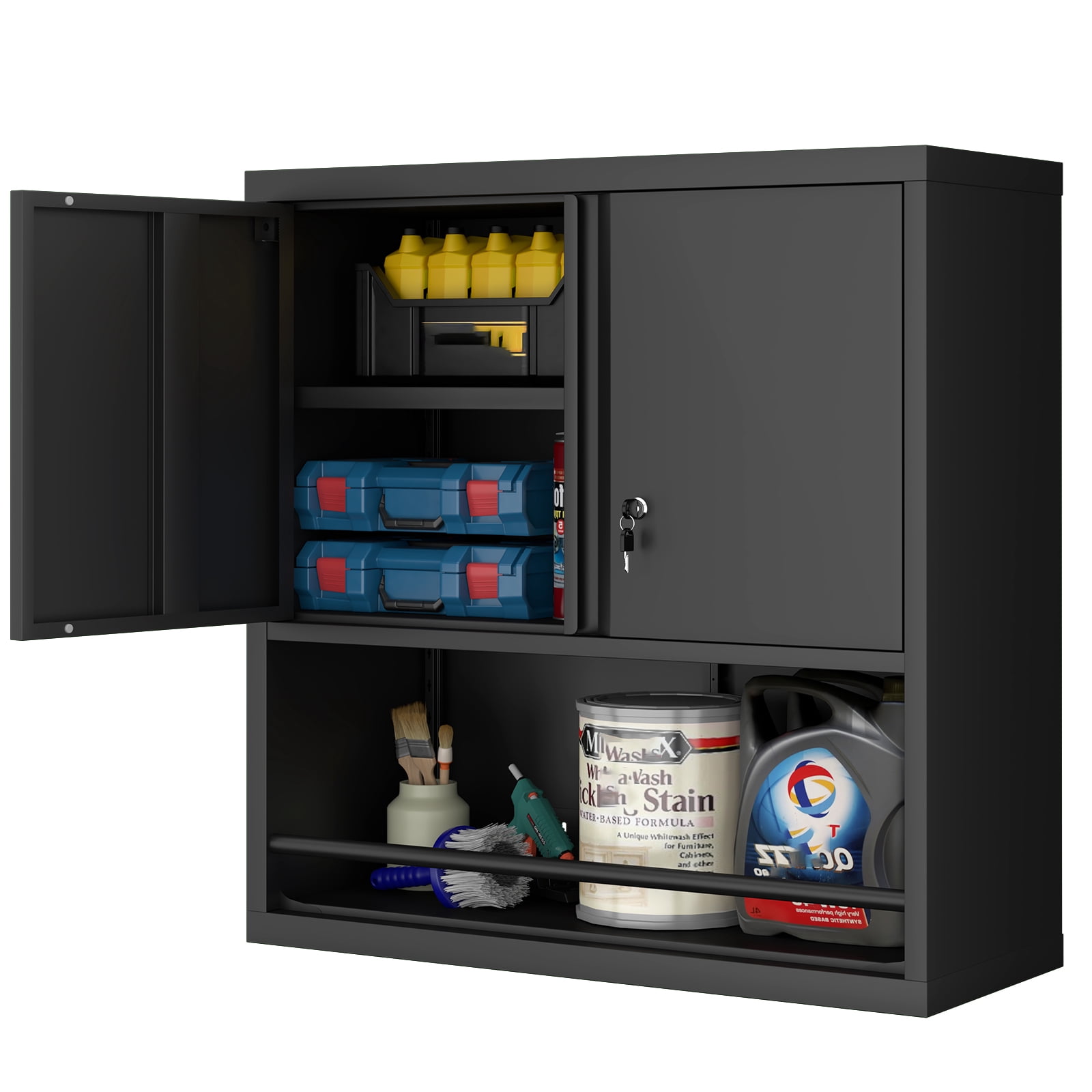 Marcree Garage Wall Cabinet,Lockable Storage Cabinet with Adjustable ...