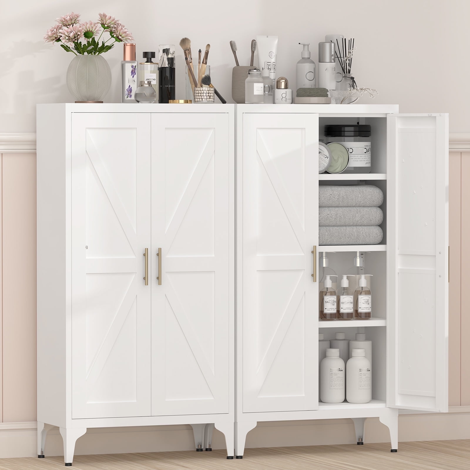 Marcree Metal Kitchen Storage Cabinets ,Cupboard with 3 Adjustable ...