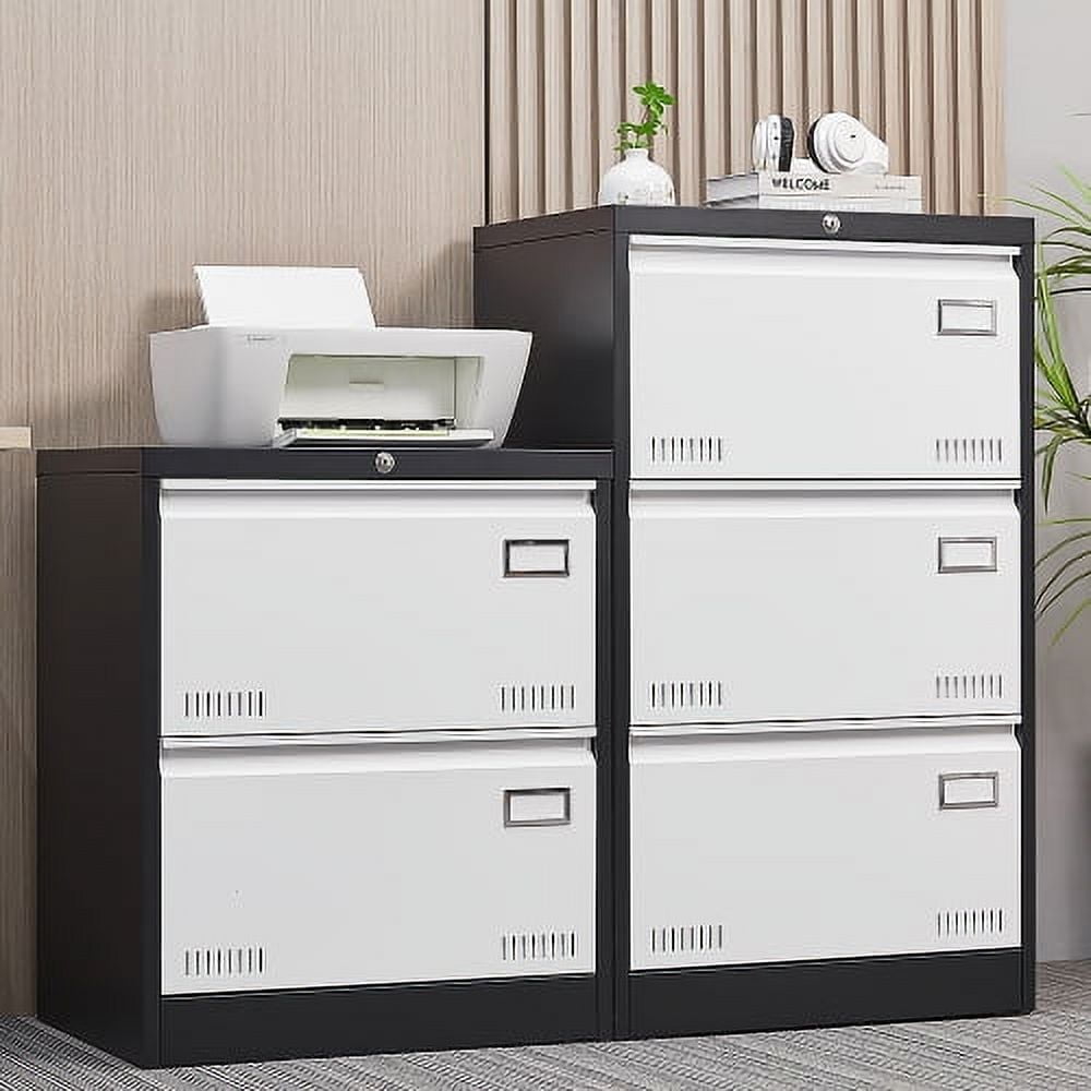 Marcree Metal Lateral File Cabinet with Lock, 3 Drawer File Cabinet ...