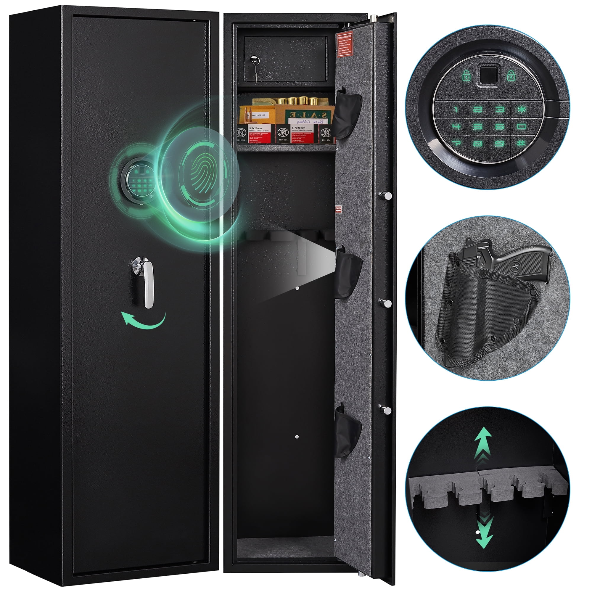 Marcree Biometric Gun Safe, Quick Access for 5 Rifles & Pistols ...