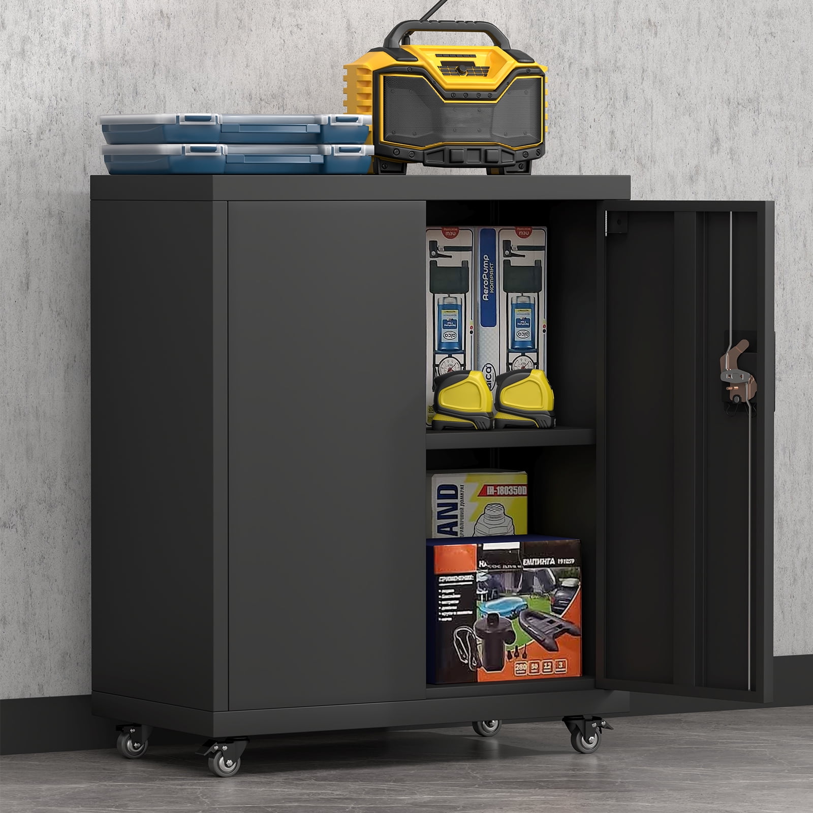 Marcree31.5''H Metal Storage Cabinets with Lock, Metal Garage Storage ...