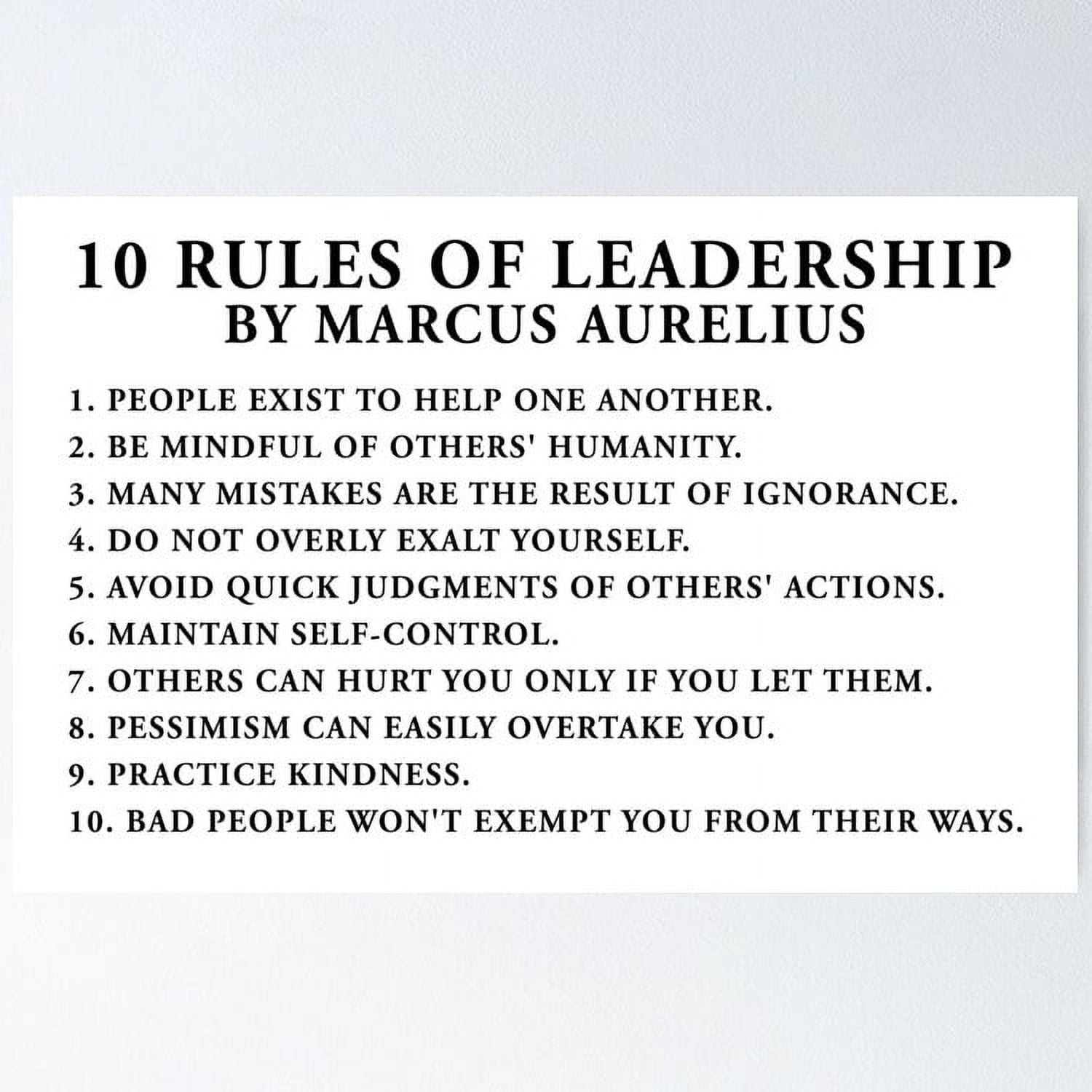 Marcus Aurelius - 10 Rules of Leadership UNFRAMED Poster, 24x36 ...