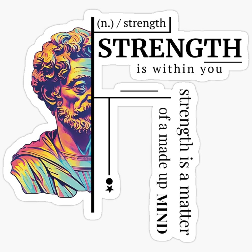 Marcus Aurelius Greek Bust Strength Quote Stickerphone Decal Water ...