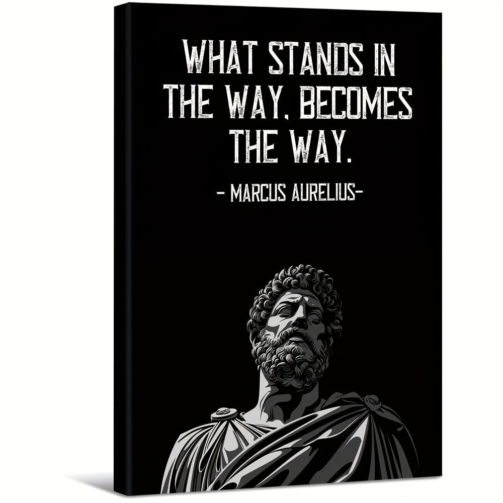 Marcus Aurelius On Obstacles Becoming The Way. Large Wooden Framed Wall ...
