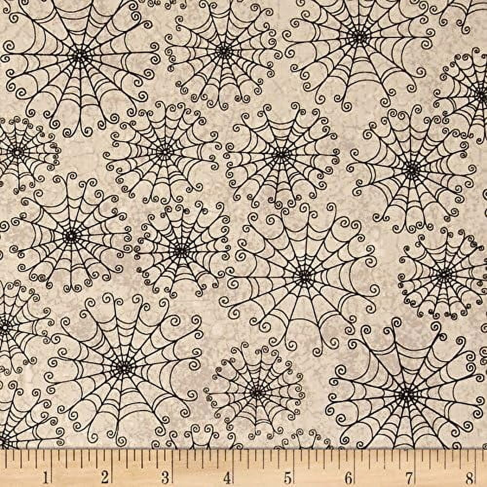 Marcus Fabrics Dancing in the Shadows Spider Webs Cream 100% Cotton ...