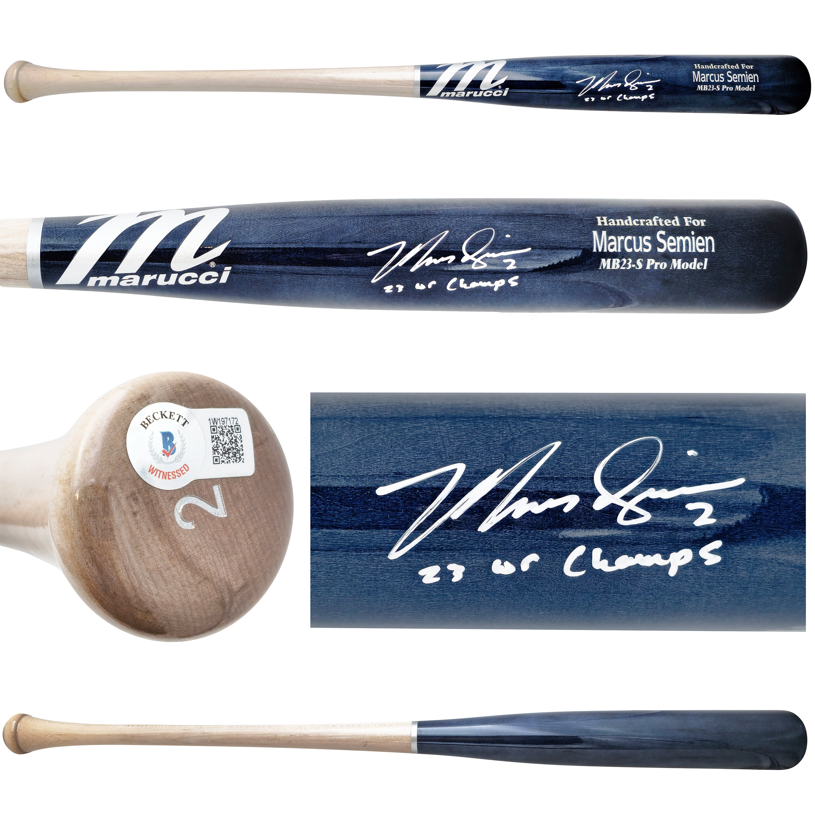 Marcus Semien Autographed Navy & Grey Marucci Player Model Baseball Bat ...