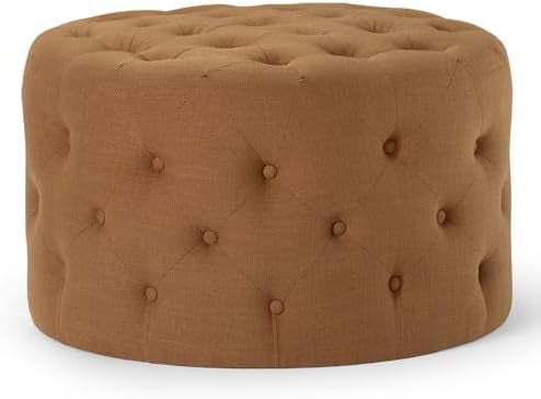 Marcy Traditional Large Round Ottoman, Cushioned Footrest for Living ...