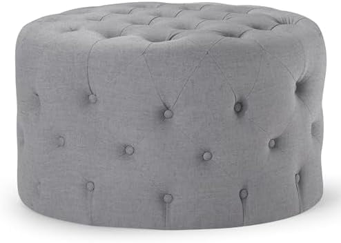 Marcy Traditional Large Round Ottoman, Cushioned Footrest for Living ...