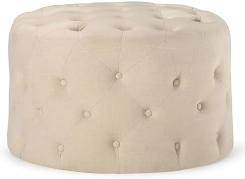 Marcy Traditional Large Round Ottoman, Cushioned Footrest for Living ...