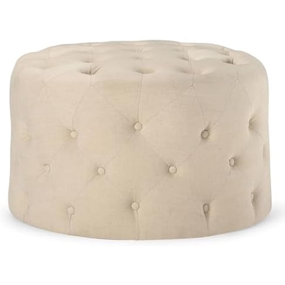 Marcy Traditional Large Round Ottoman, Cushioned Footrest for Living ...