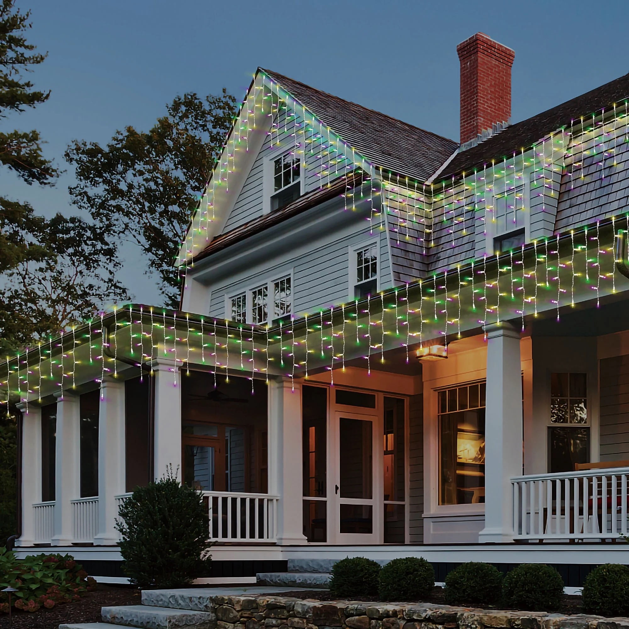 Mardi Gras 200-Count Multicolor LED Icicle Lights, Purple Green Gold 18 ...