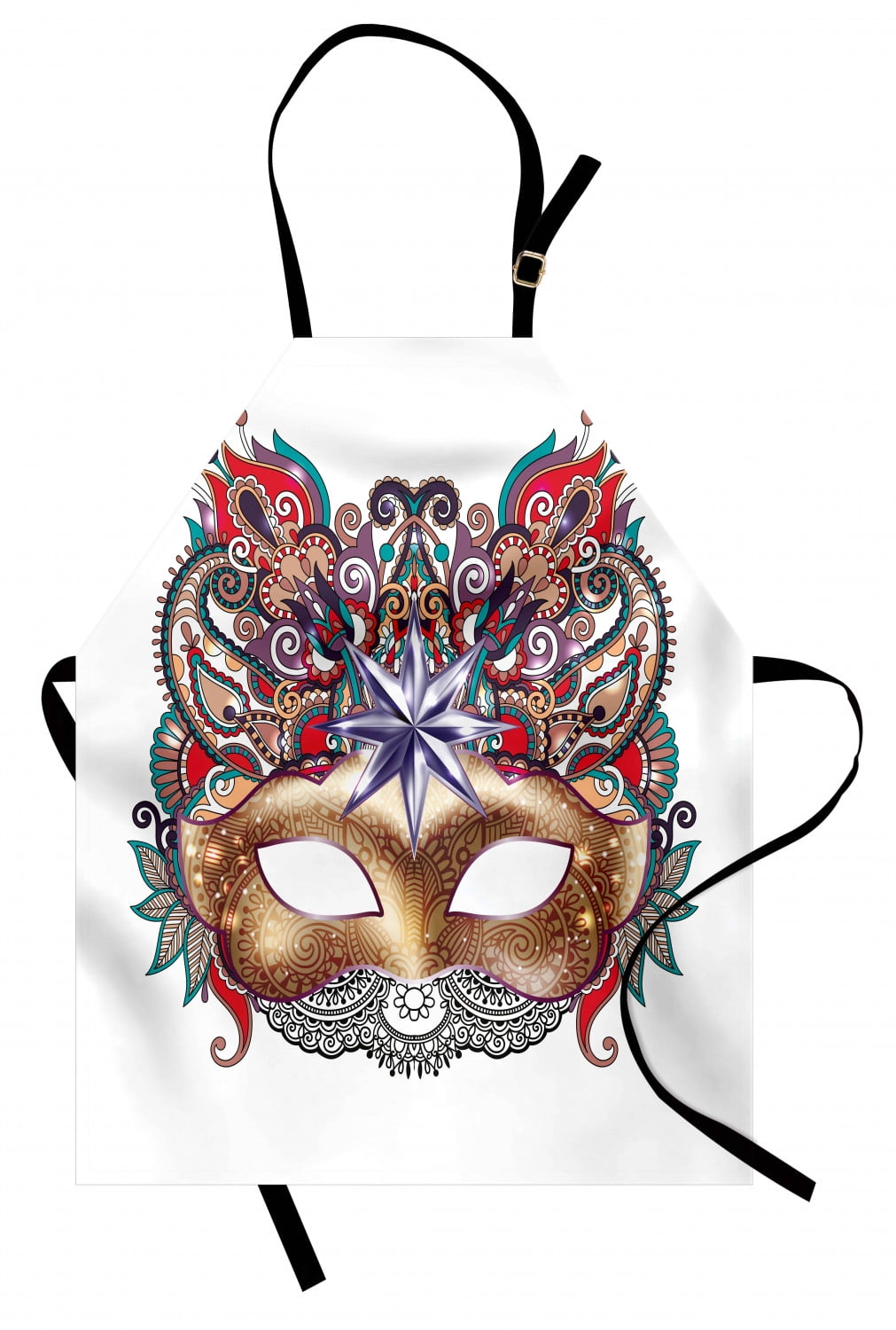 Mardi Gras Apron Venetian Carnival Mask Silhouette with Ornamental ...