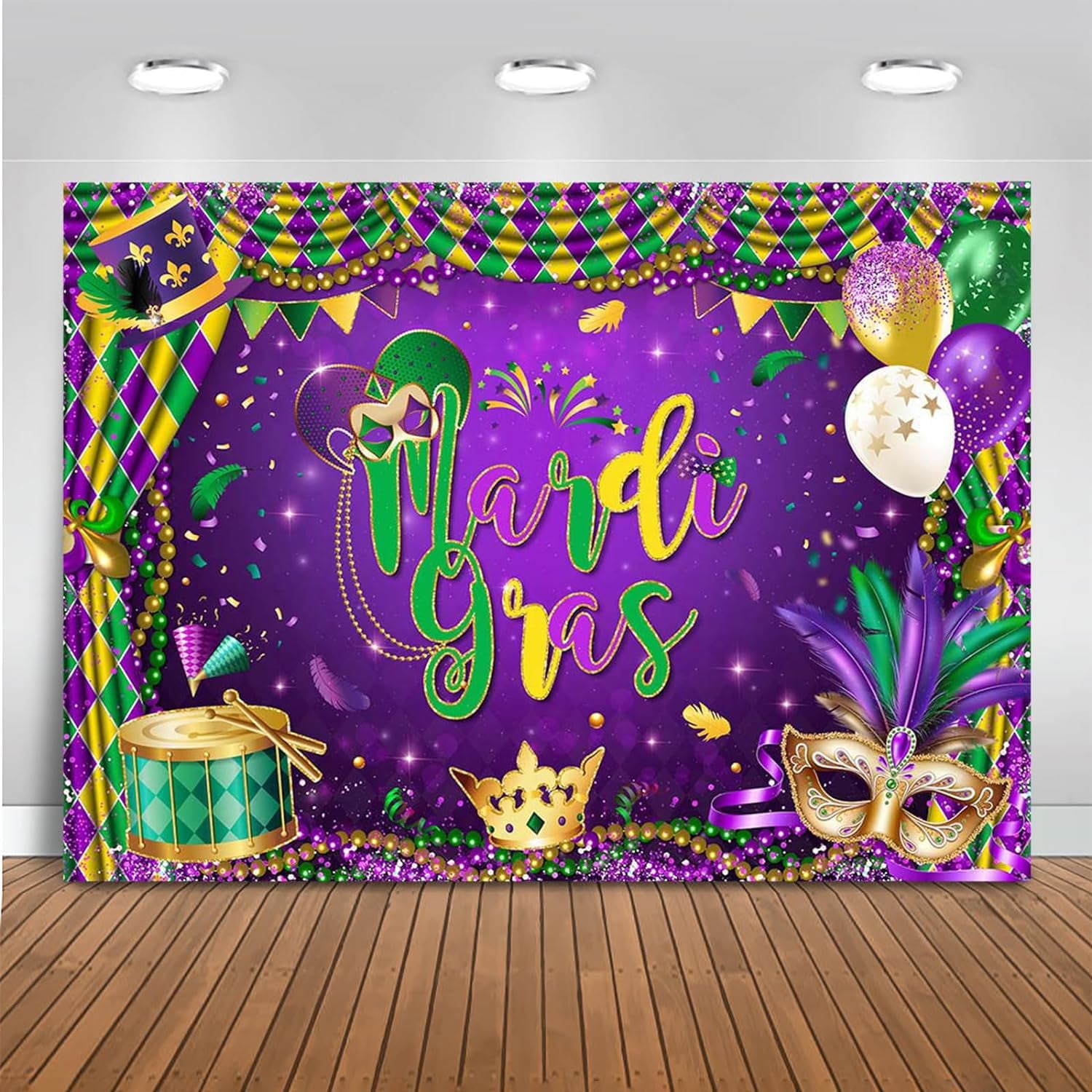 Mardi Gras Backdrop Fat Tuesday Mardi Gras Masquerade Party Decorations ...