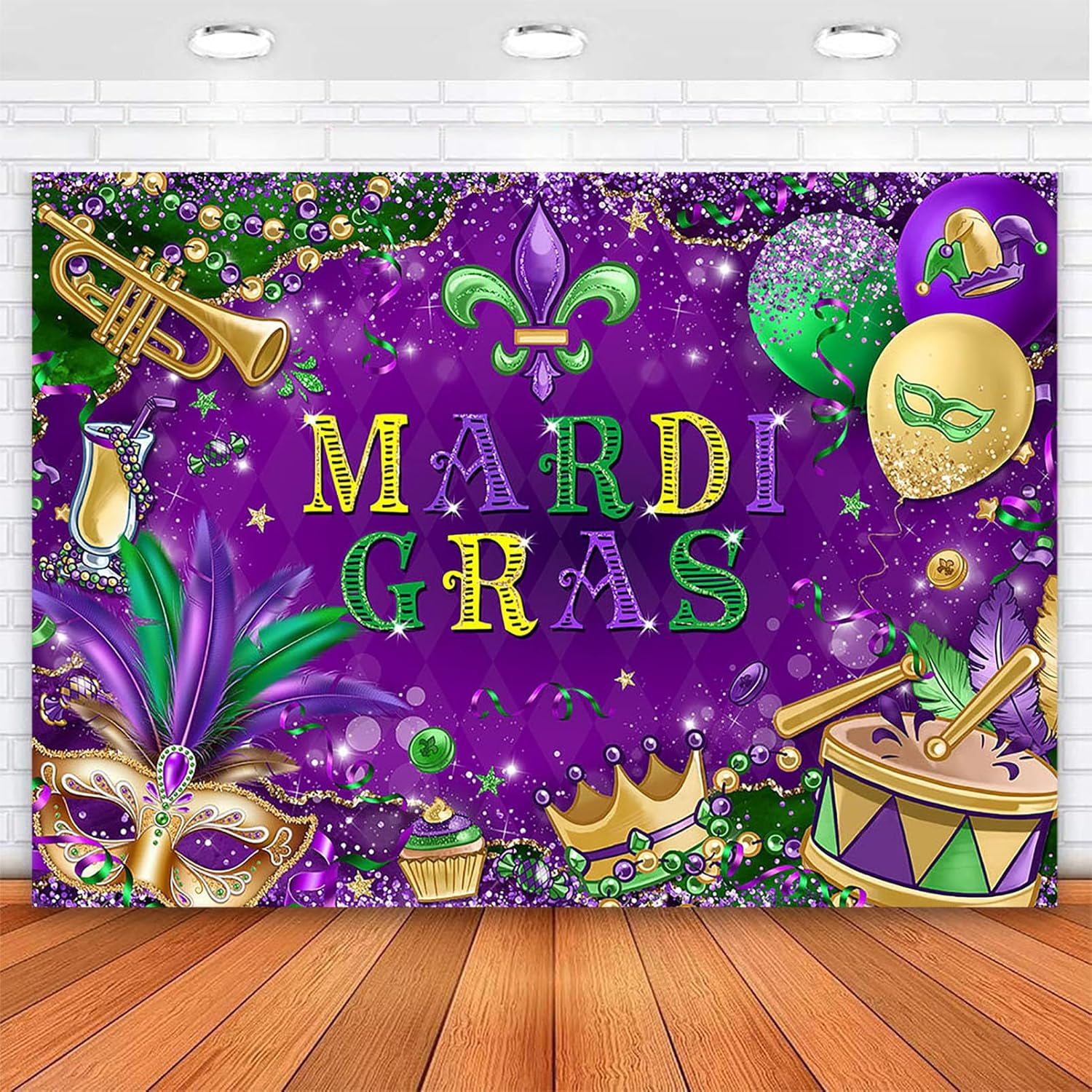 Mardi Gras Backdrop Mardi Gras Carnival Party Decorations Purple Gold ...