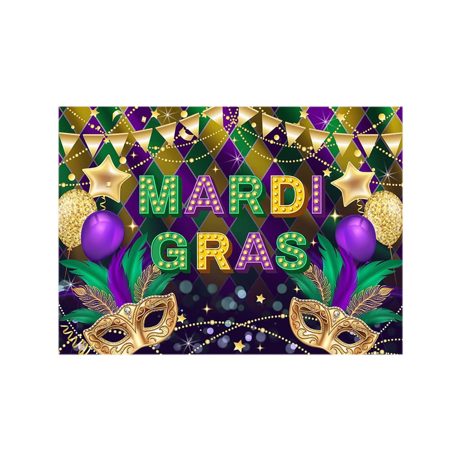 Mardi Gras Backdrop-Masquerade Party Decorations, Mardi Gras Banner ...