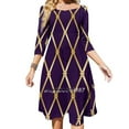 Mardi Gras Background Square Neck Dress New Plus Size Elegant Women