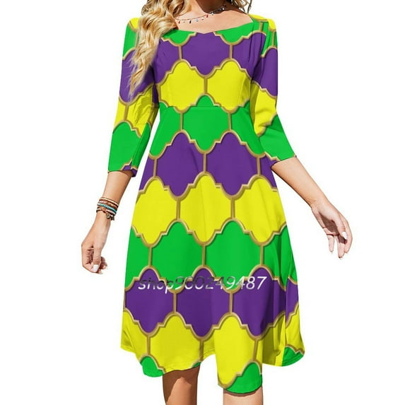 Mardi Gras Background. Sweet Elegant Dress Women Korean Kawaii Square ...