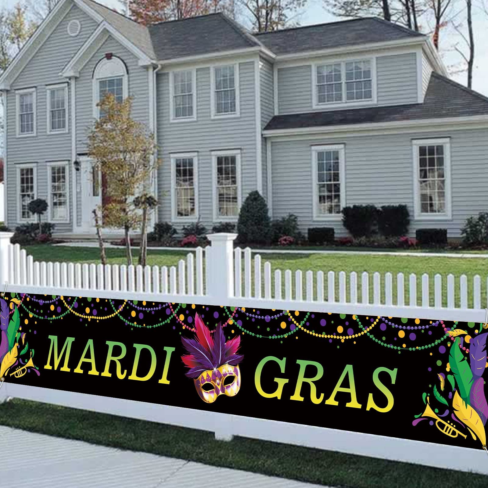 Mardi Gras Banner for Fence Balcony New Orleans Themed Party Decoration ...