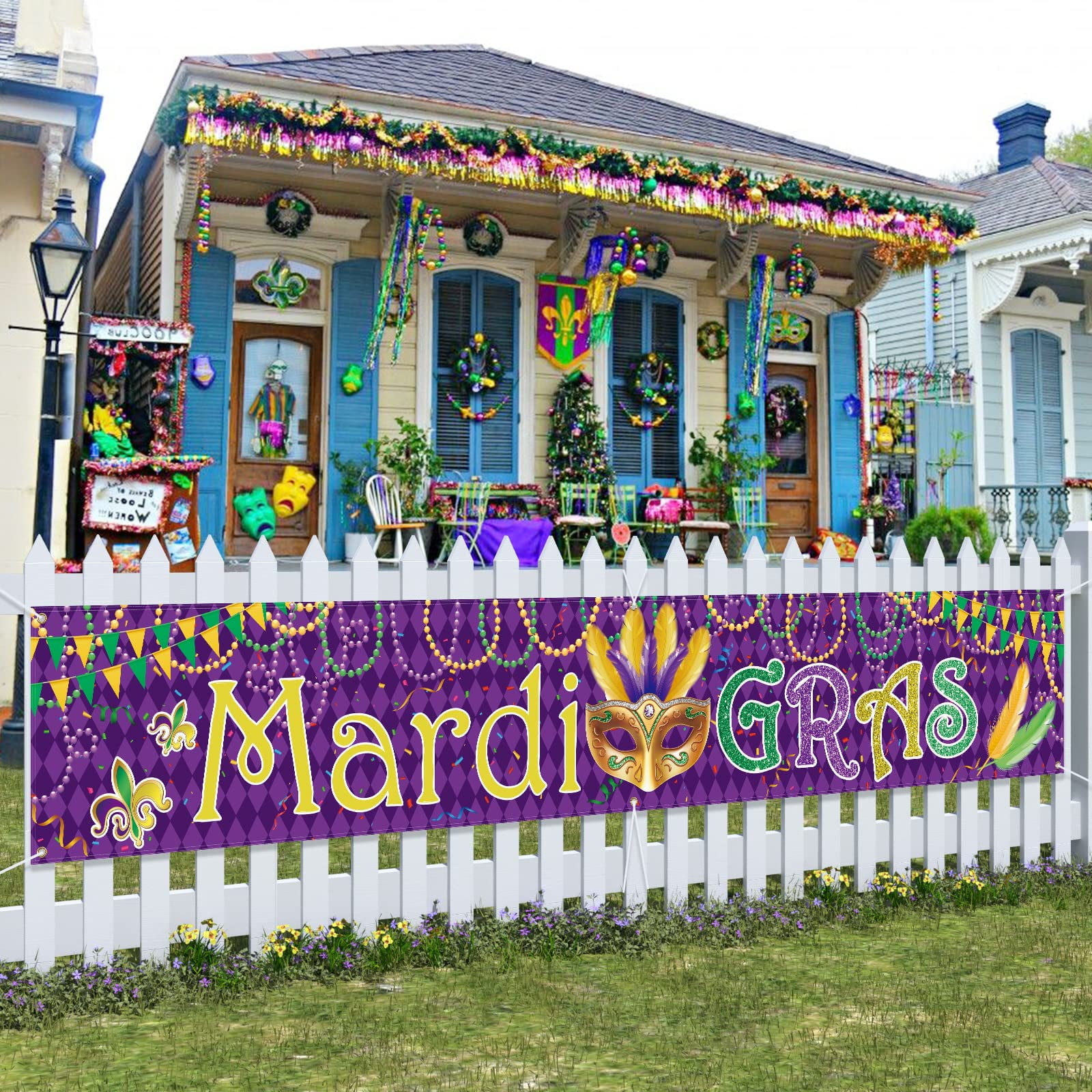 Mardi Gras Banner for Fence Balcony New Orleans Themed Party Decoration ...
