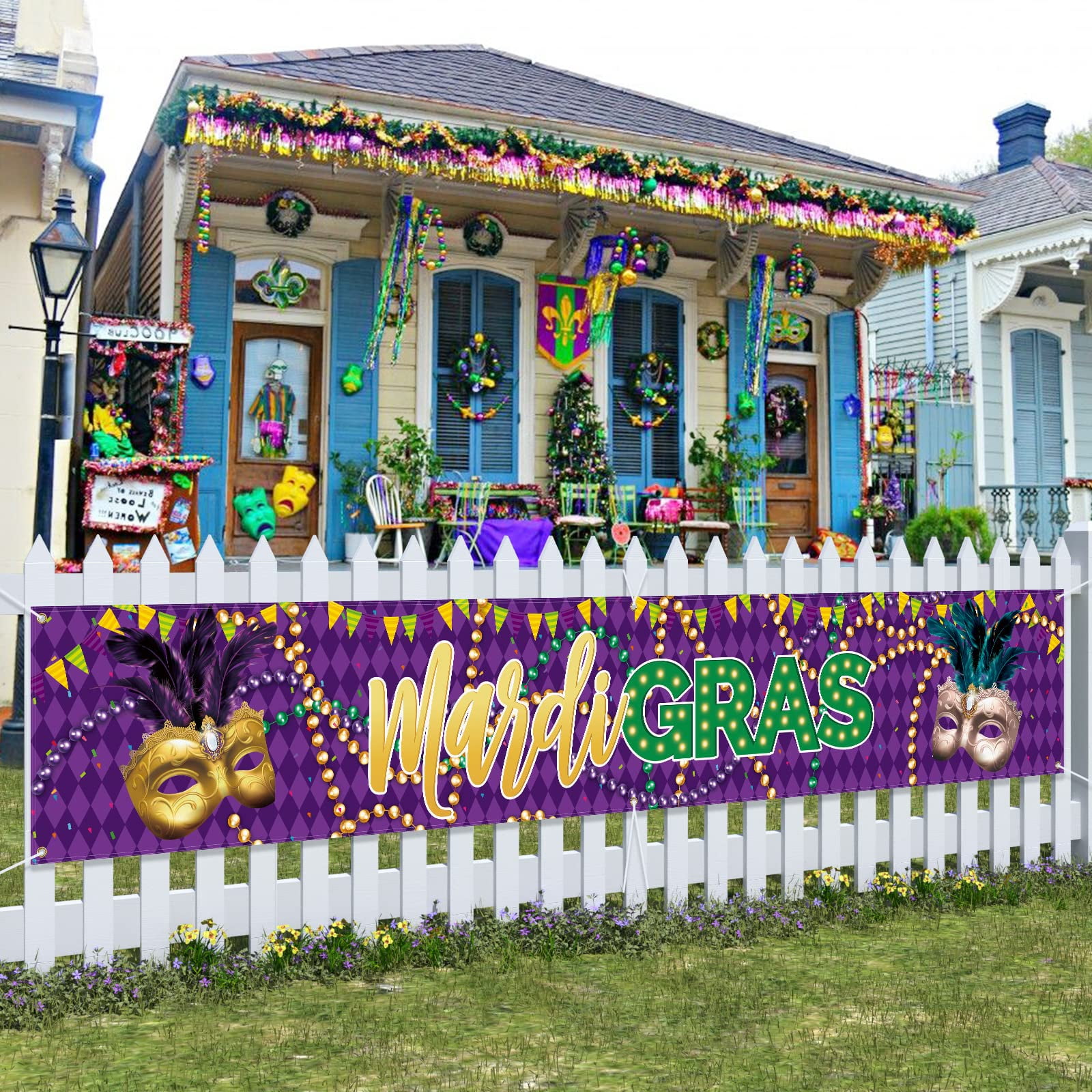 Mardi Gras Banner for Fence Balcony New Orleans Themed Party Decoration ...