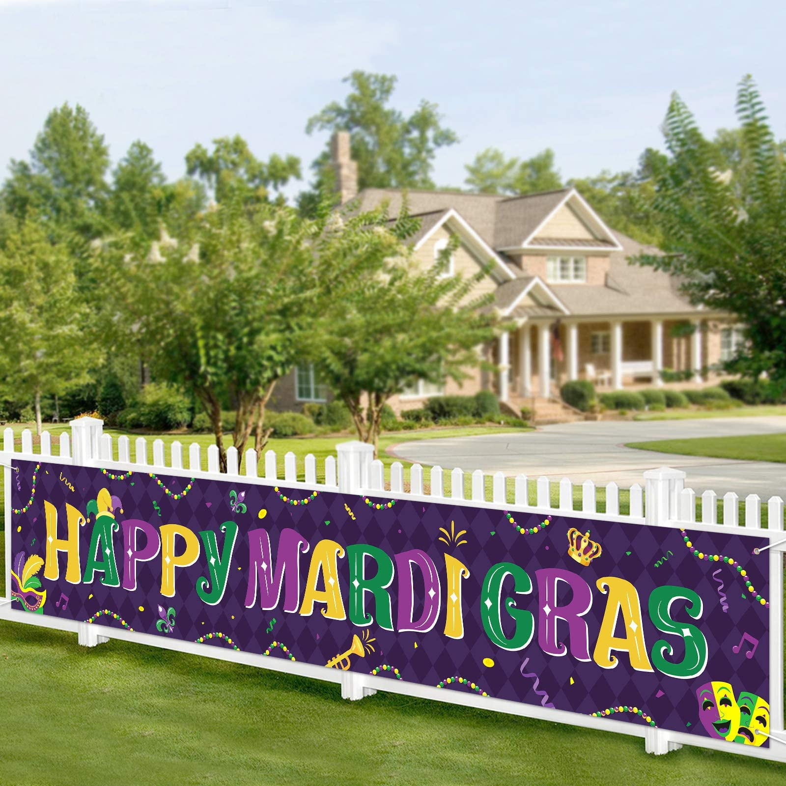 Mardi Gras Banner for Fence Balcony New Orleans Themed Party Decoration ...
