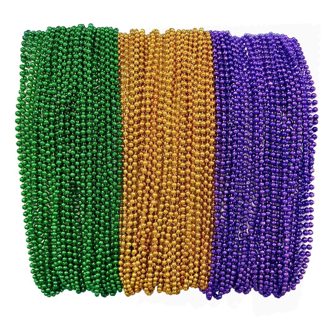 Mardi Gras Beads for Parade & Costume Party, 33 inch 7mm, Bulk Pack of ...