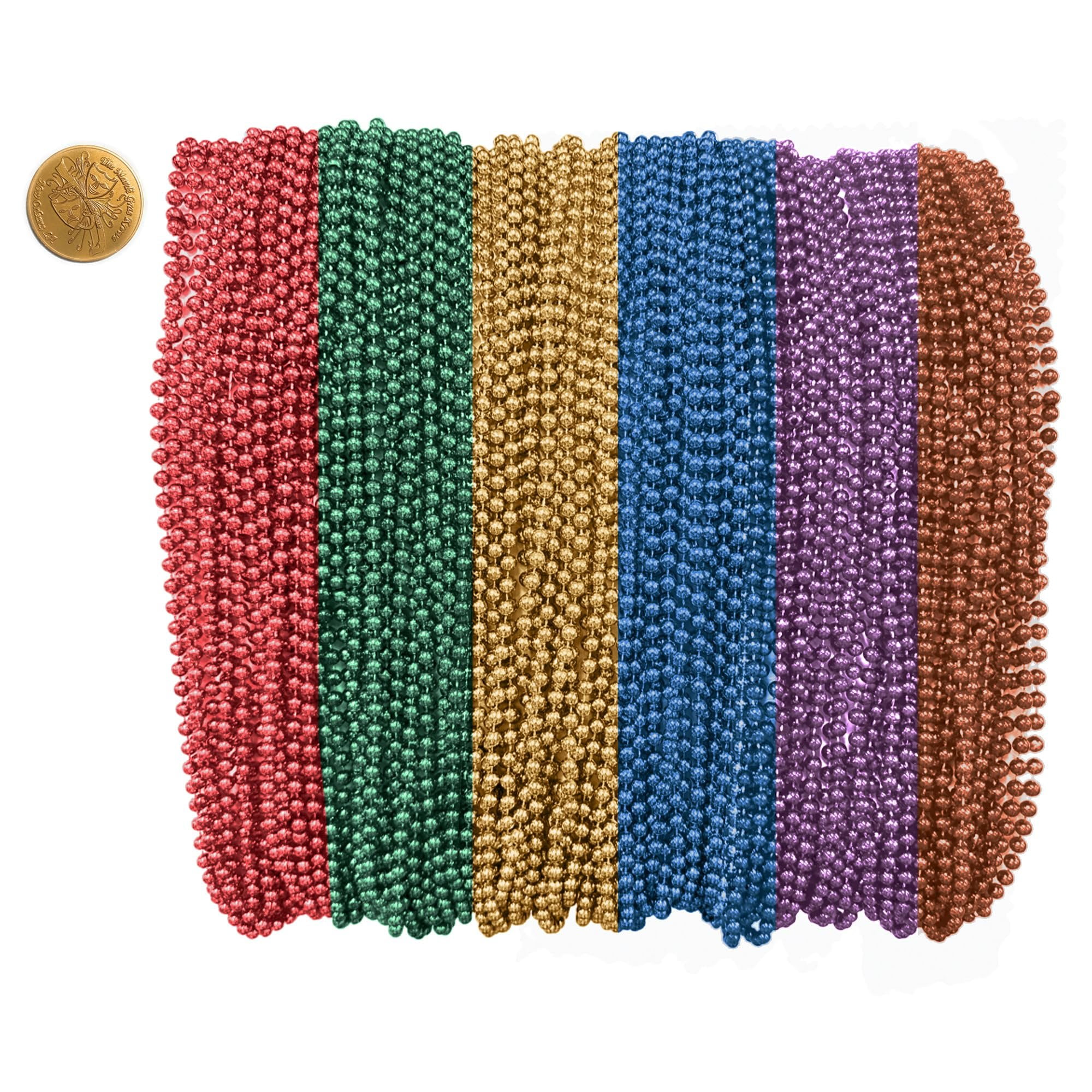 Mardi Gras Beads 33 inch 7mm, 12 Dozen, 144 Pieces, Rainbow Assorted ...