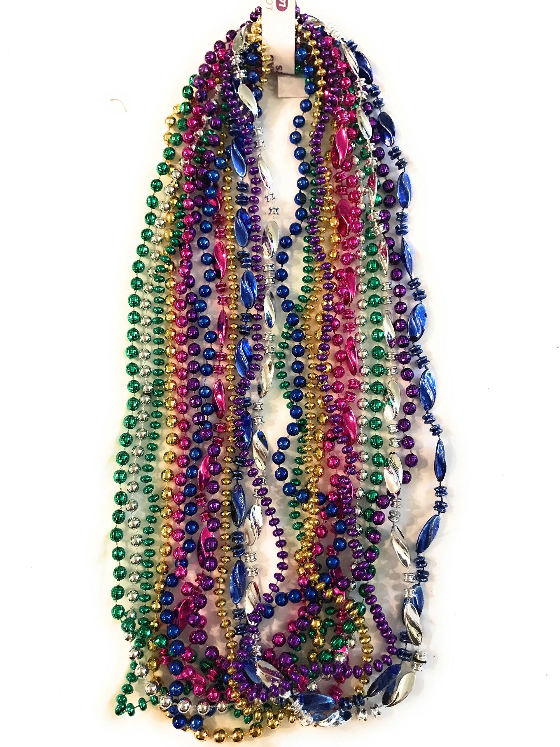 Mardi Gras Beads - Beaded Necklaces -12 Assorted Styles and Colors for ...