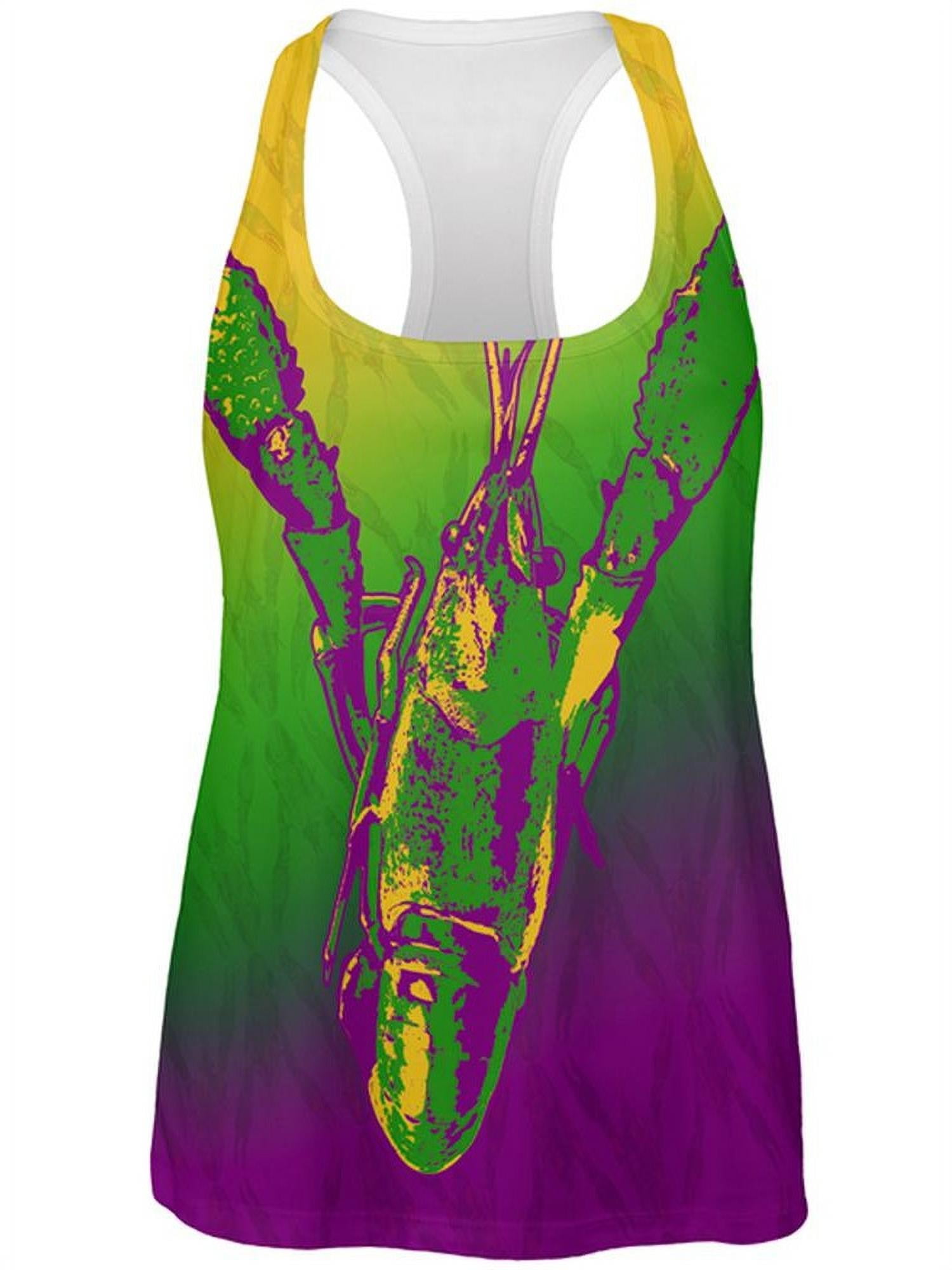 Mardi Gras Cajun Crawfish All Over Womens Work Out Tank Top Multi X-LG ...