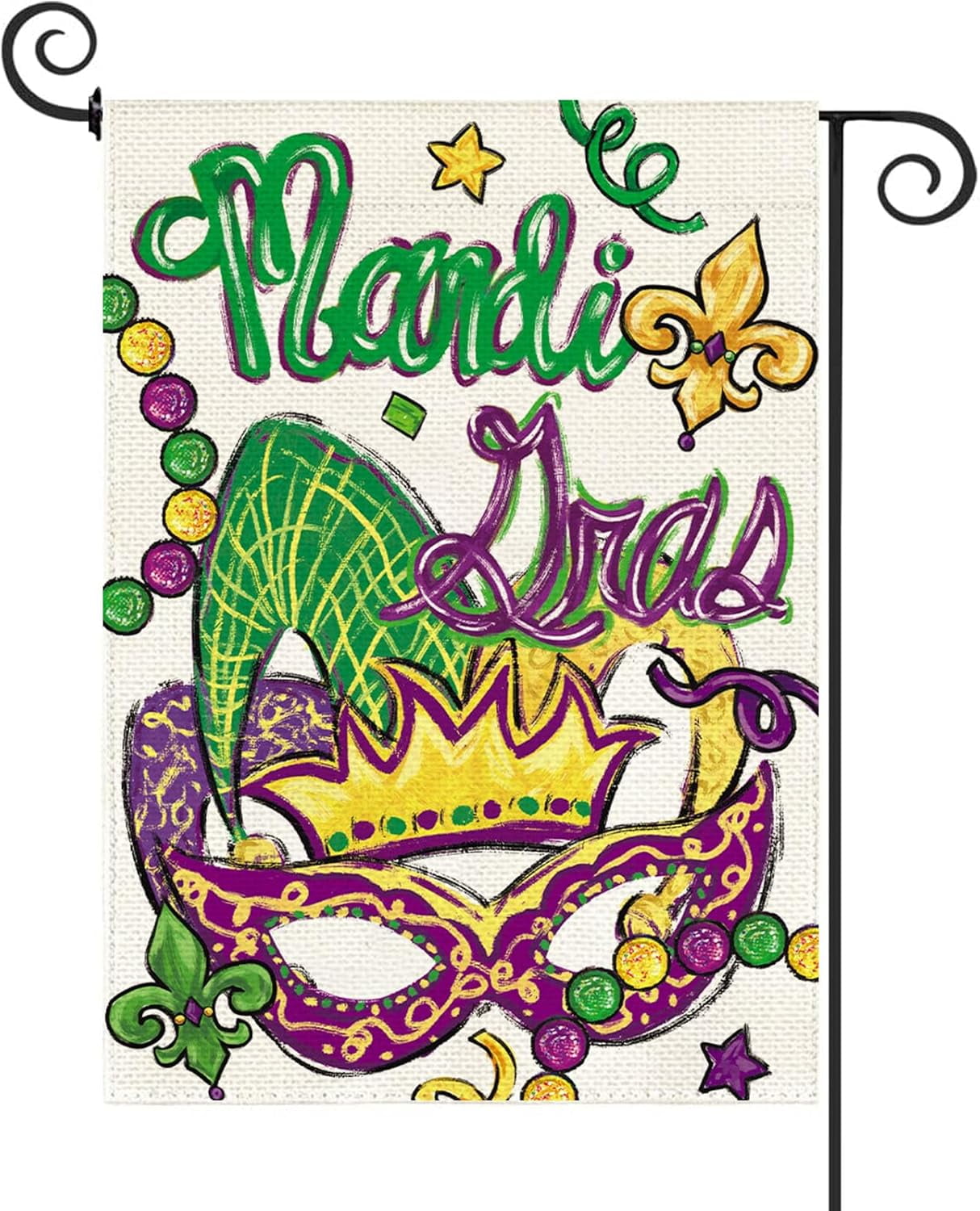 Mardi Gras Carnival Garden Flag 12 x 18 Inch Double Sided Burlap ...