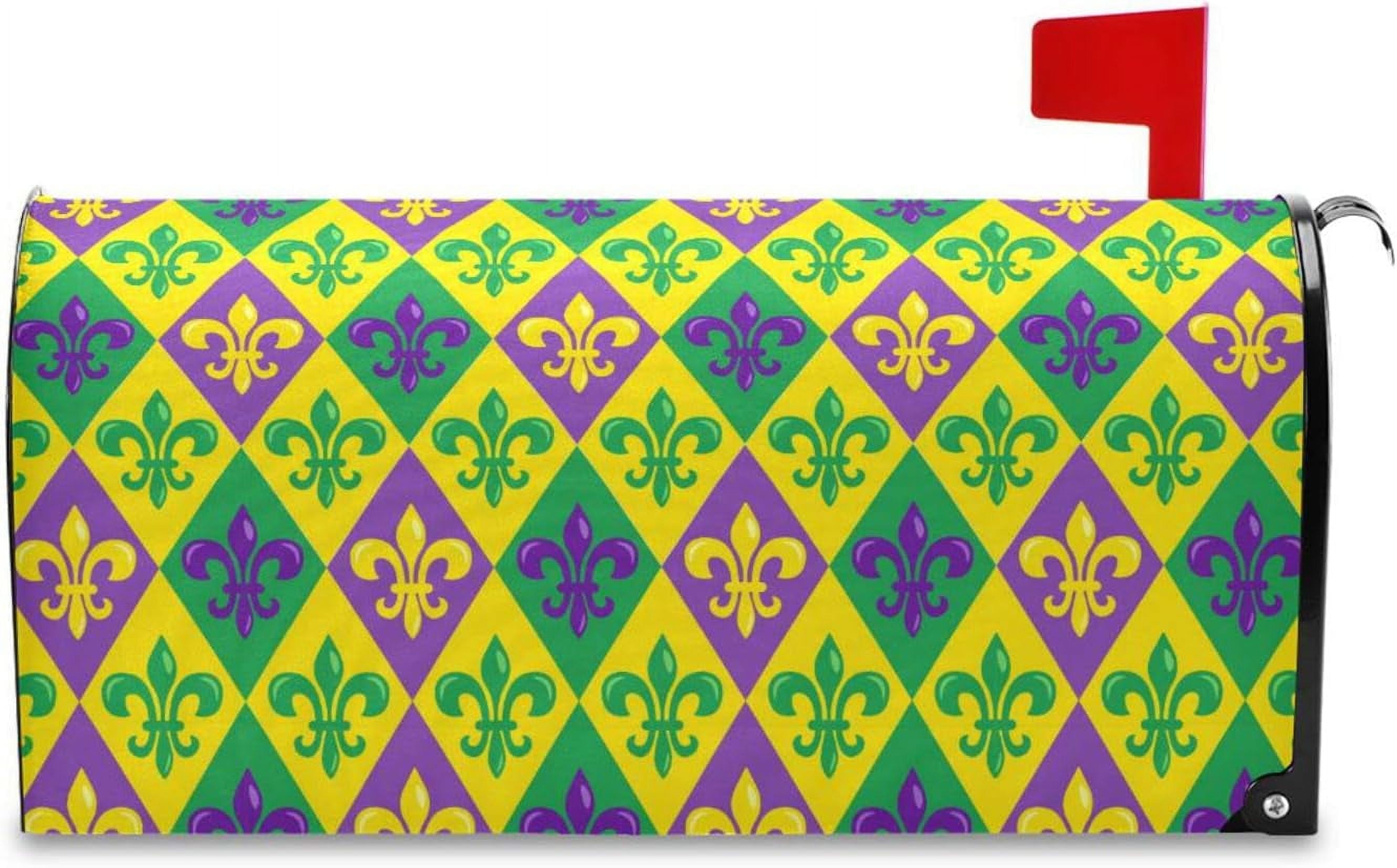 Mardi Gras Colorful Lilyes Mailbox Cover Magnetic Oversized Carnival ...