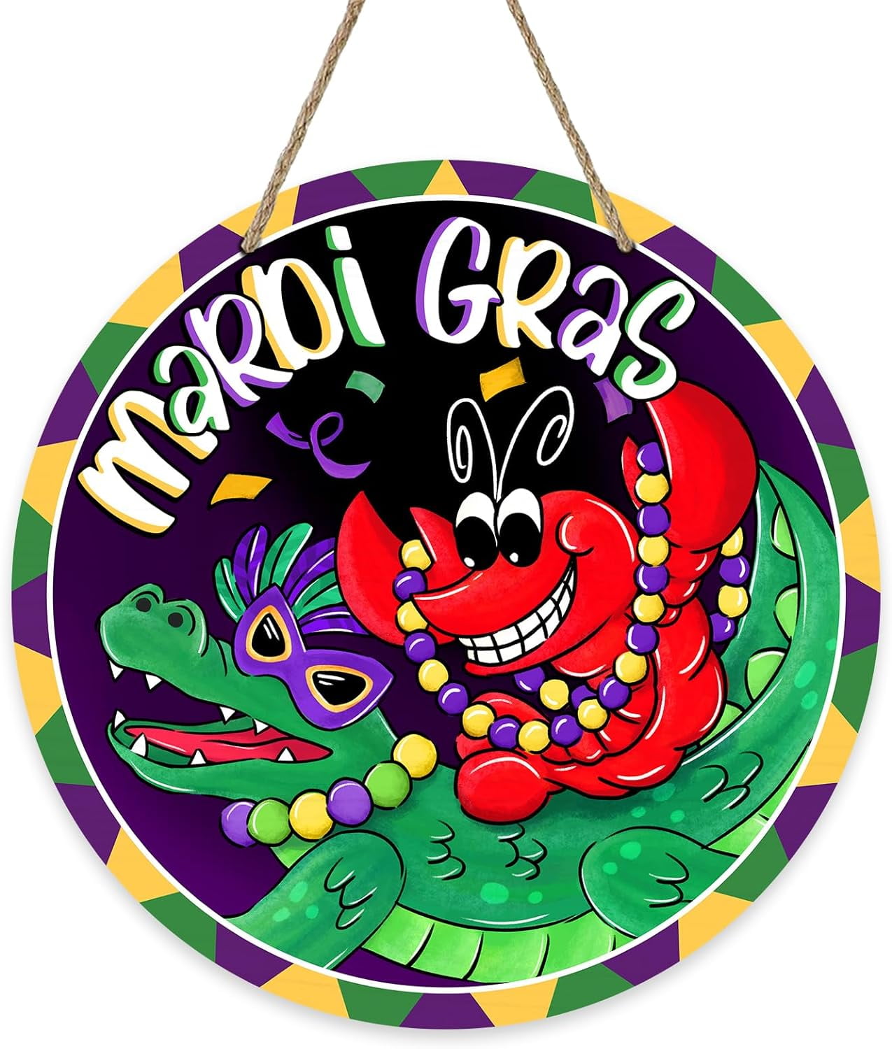 Mardi Gras Crawfish Alligator Front Door Sign, Mask Beads New Orleans ...
