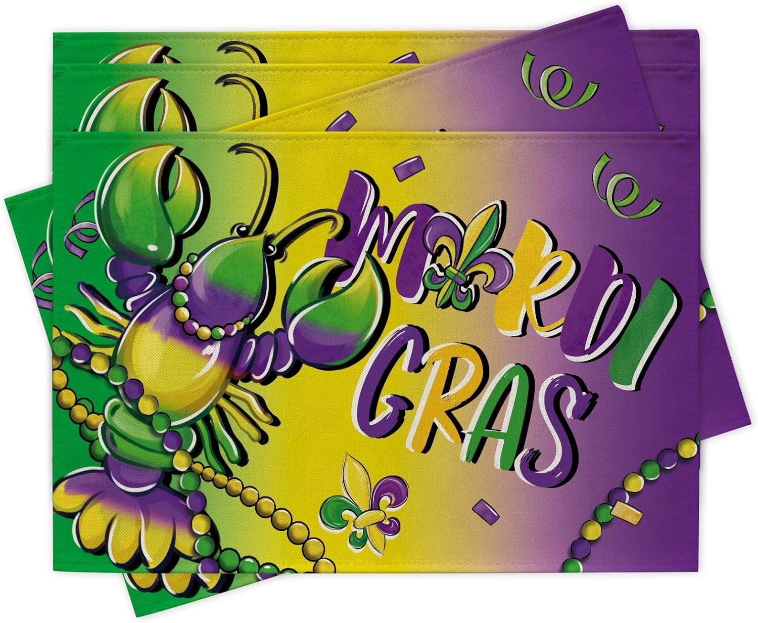 Mardi Gras Crayfish Placemats Set of 4, Gradient Pastel Lobster New ...