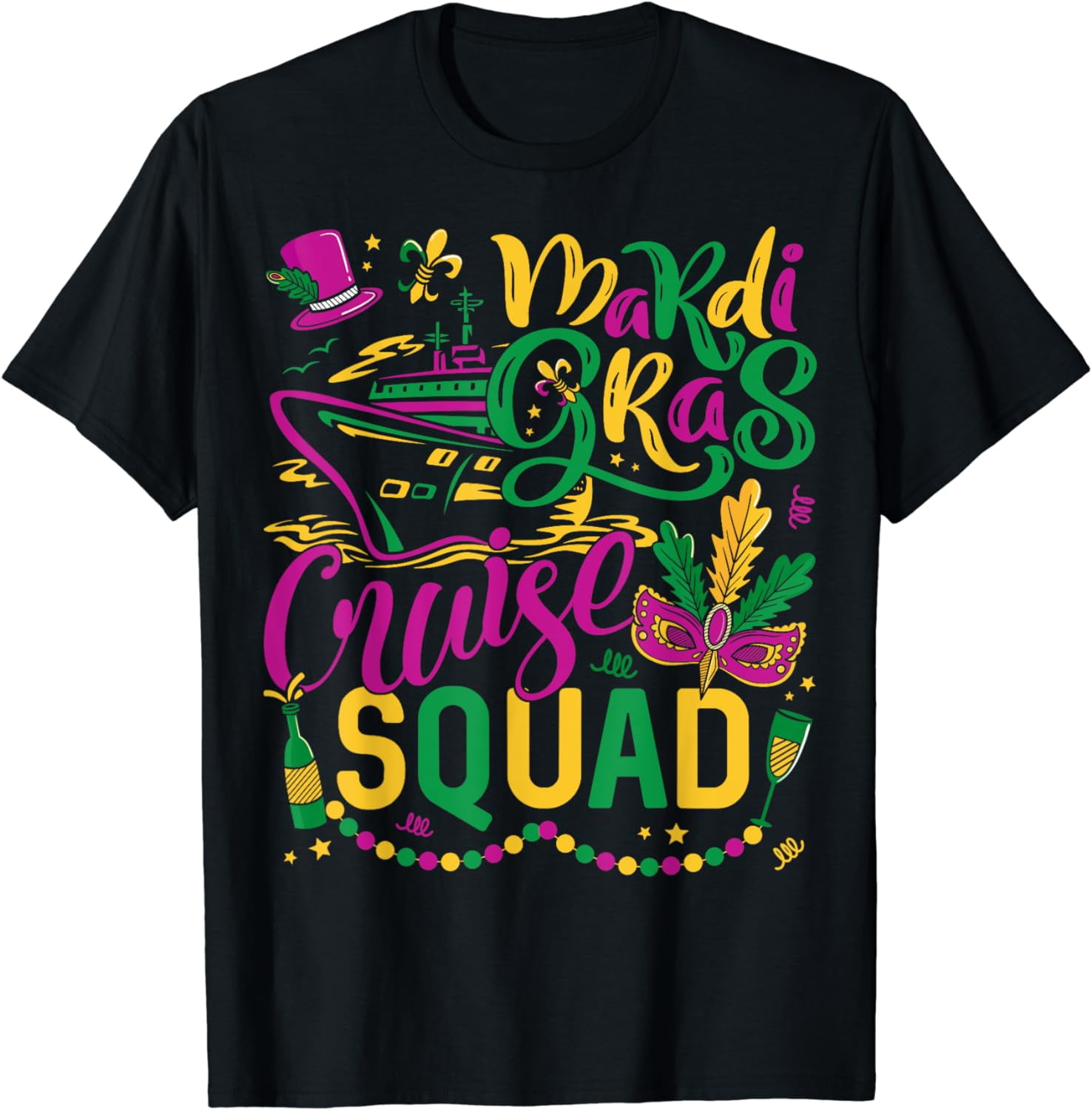 Mardi Gras Cruise Squad 2024 Matching Group Family Vacation Cotton T ...