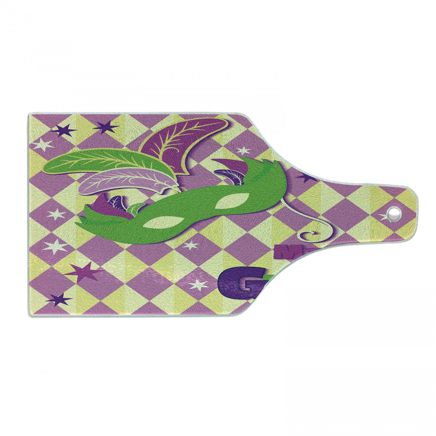 Mardi Gras Cutting Board, Checkered Pattern with Stars Graphic ...