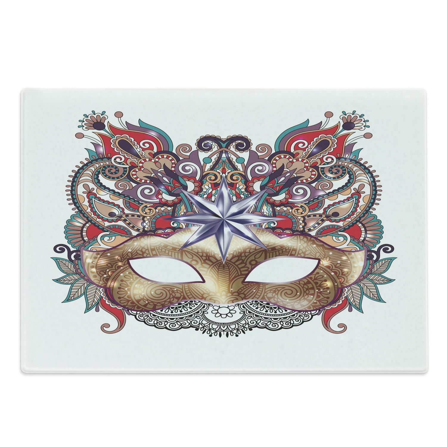 Mardi Gras Cutting Board, Venetian Carnival Silhouette with Ornamental ...