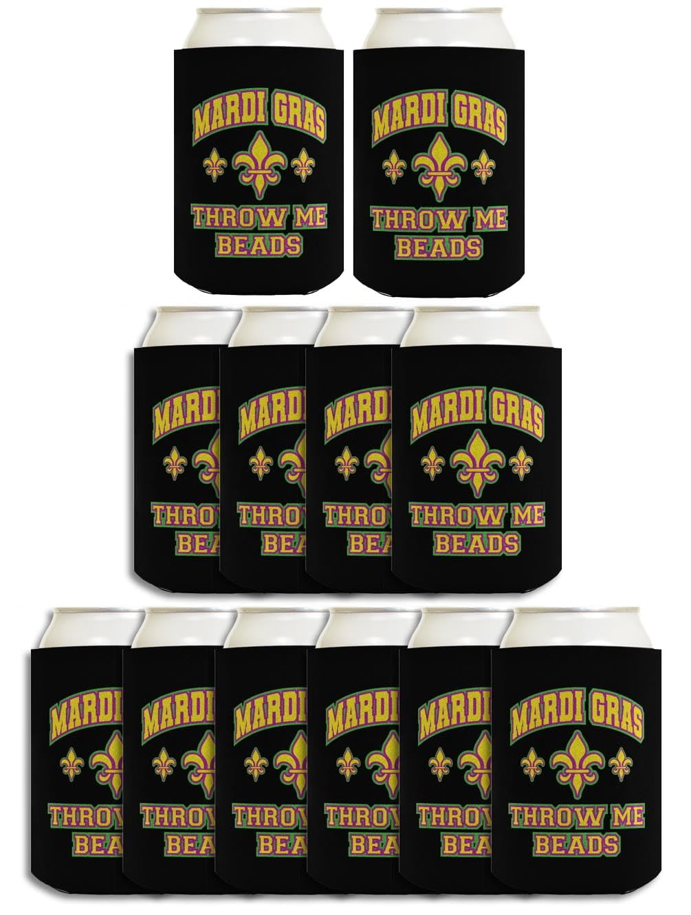 Mardi Gras Decor Mardi Gras Throw Me Beads 12-Pack Can Coolers Coolies ...