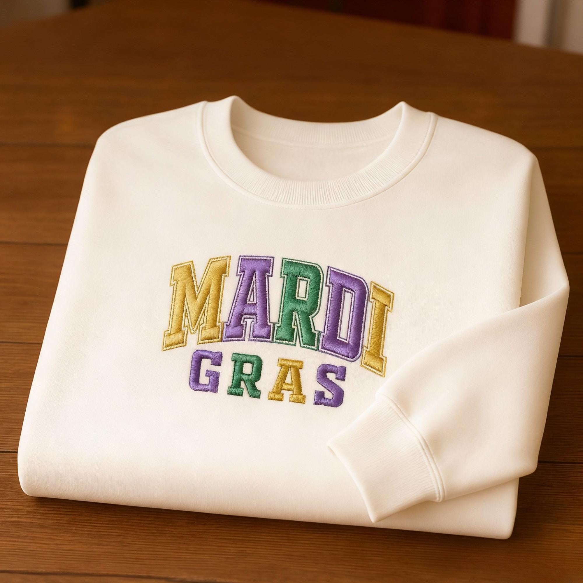 Mardi Gras Embroidered Sweatshirt, Louisiana Mardi Gras Shirt, Carnival ...