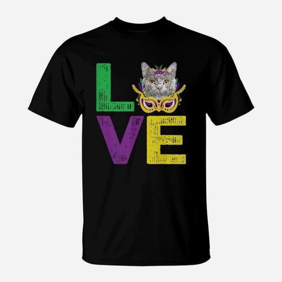 Mardi Gras Fat Tuesday Costume Love Chartreux For Cat Lovers TShirt ...