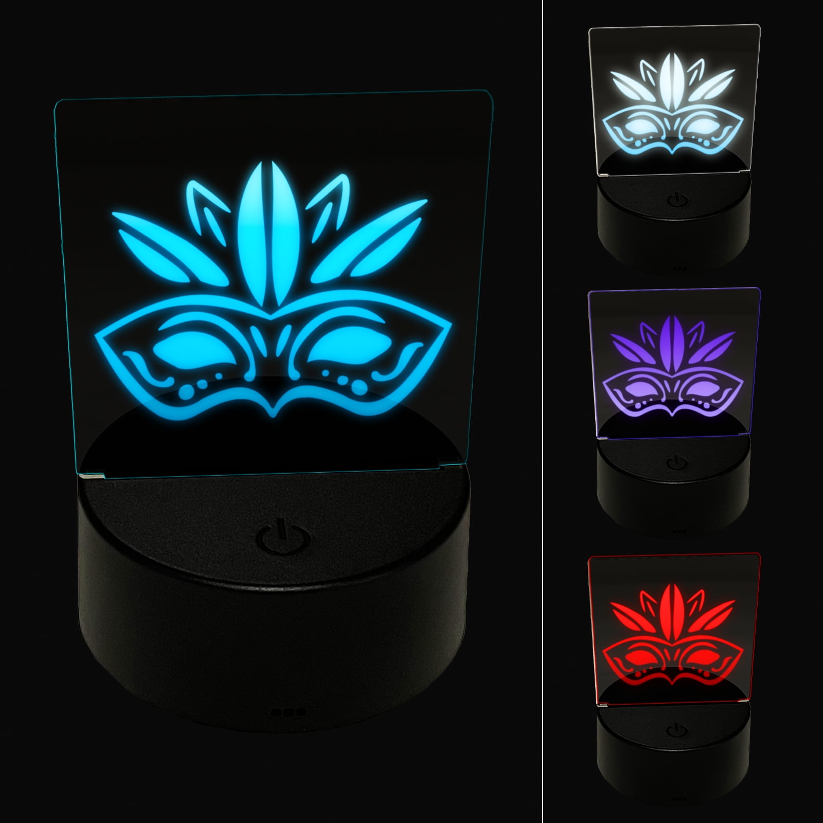 Mardi Gras Feather Party Mask LED Night Light Sign 3D Illusion Desk ...