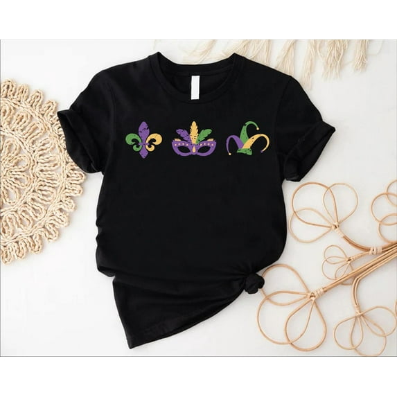 Mardi Gras Festival Symbols T Shirt, Masquarade Jester, Mardi Gras ...