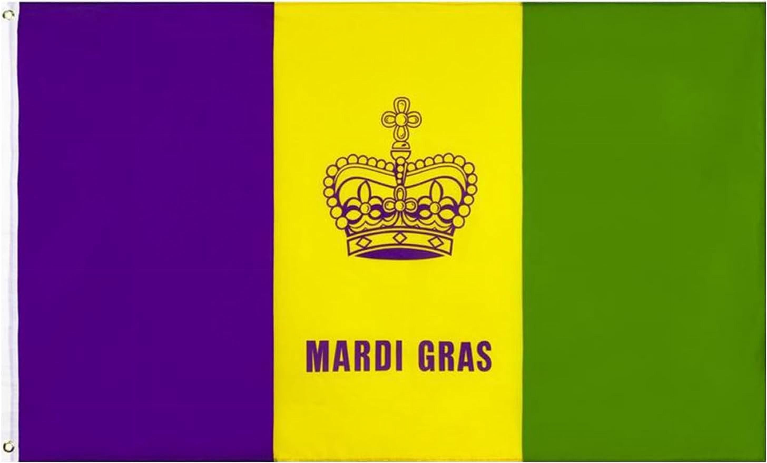 Mardi Gras Flag 3x5 FT Polyester Fat Tuesday Party Decoration with ...