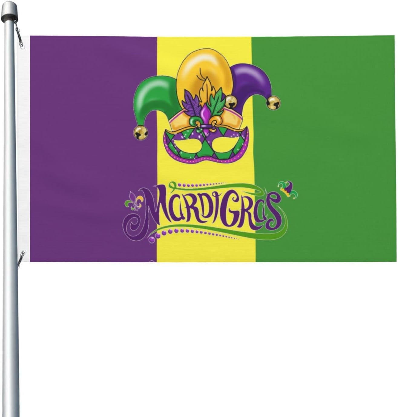 Mardi Gras Flag Happy Masquerade Carnival Party Flag, 3Ply Polyester ...