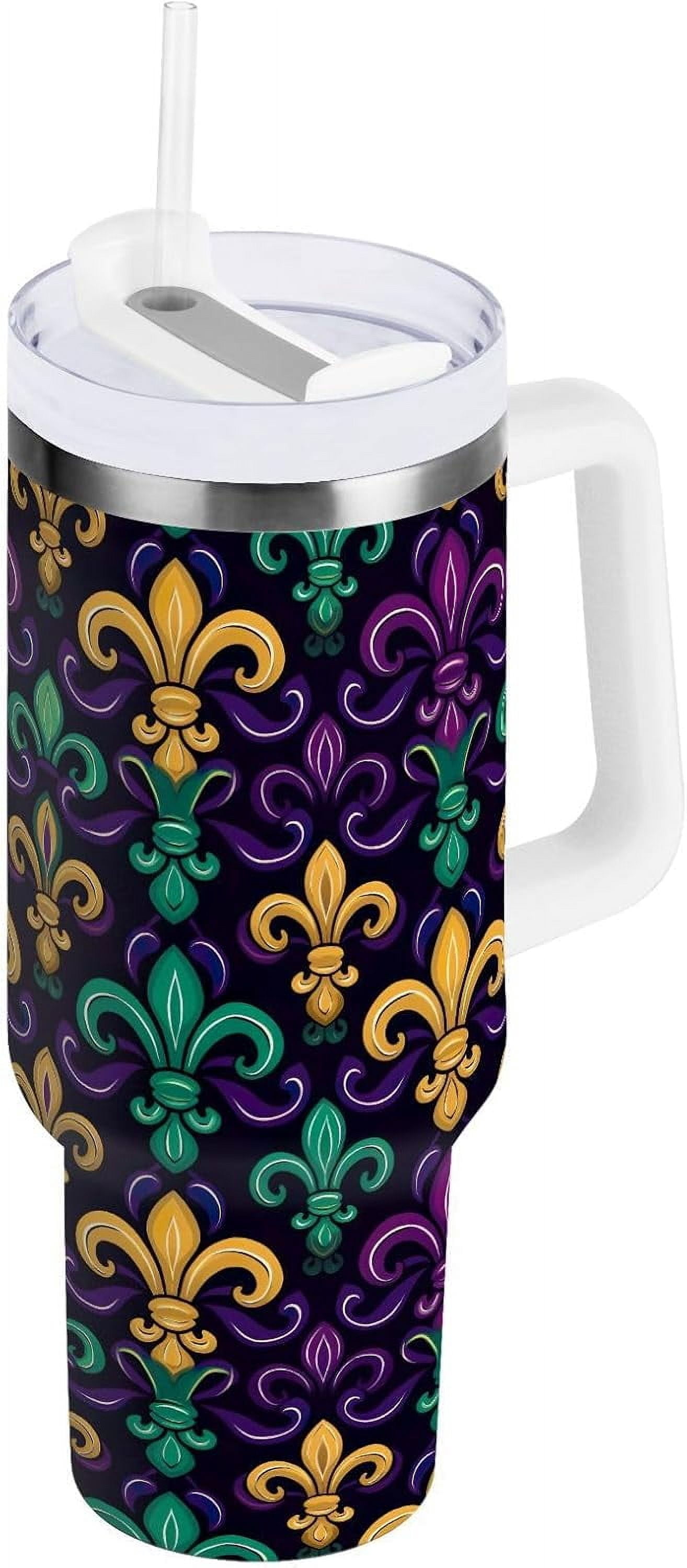 Mardi Gras Fleur De Lis Stainless Steel Vacuum Insulated Tumbler ...