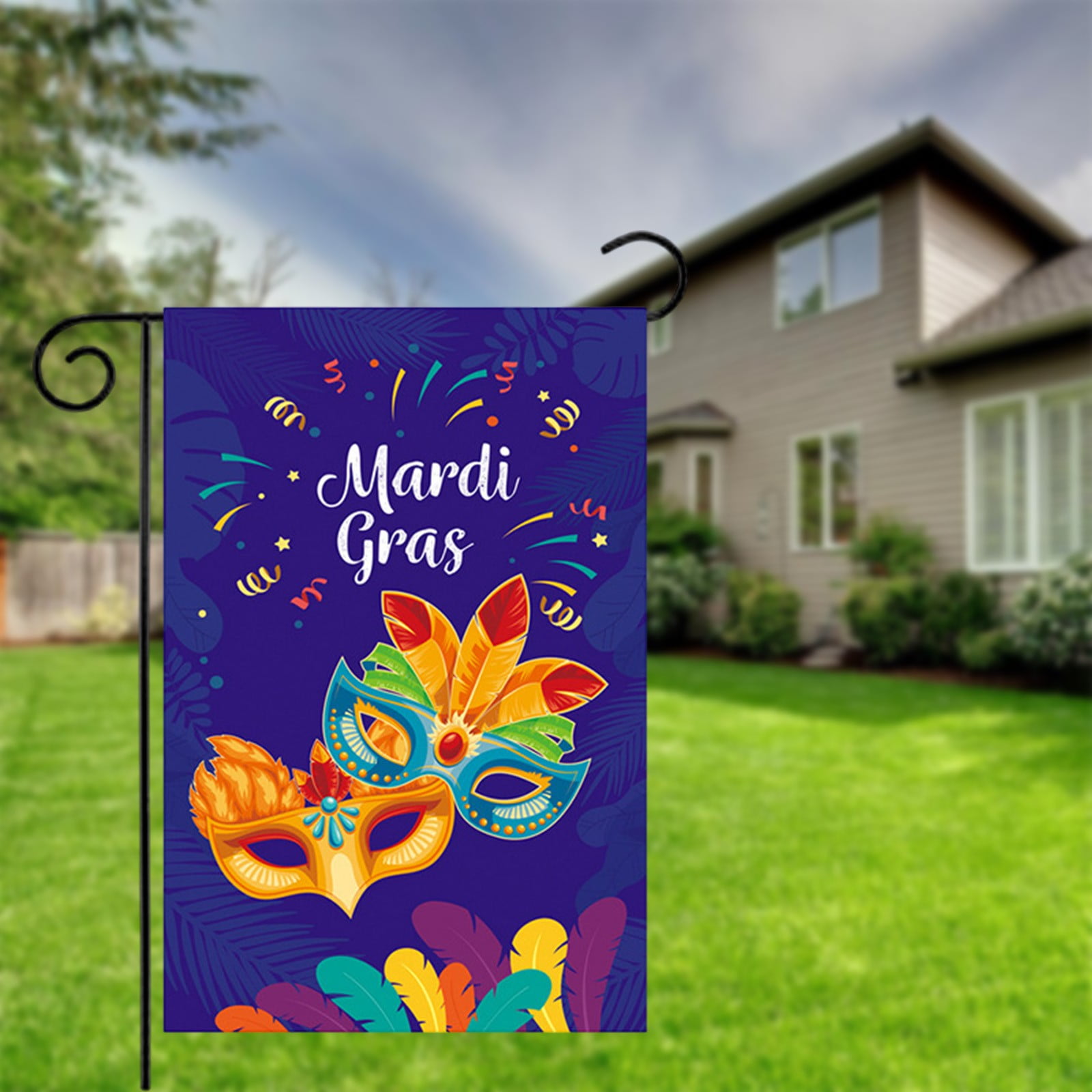 Mardi Gras Garden Flag 12.5 x 18 Inch, Beads Masquerade Mask Carnival ...